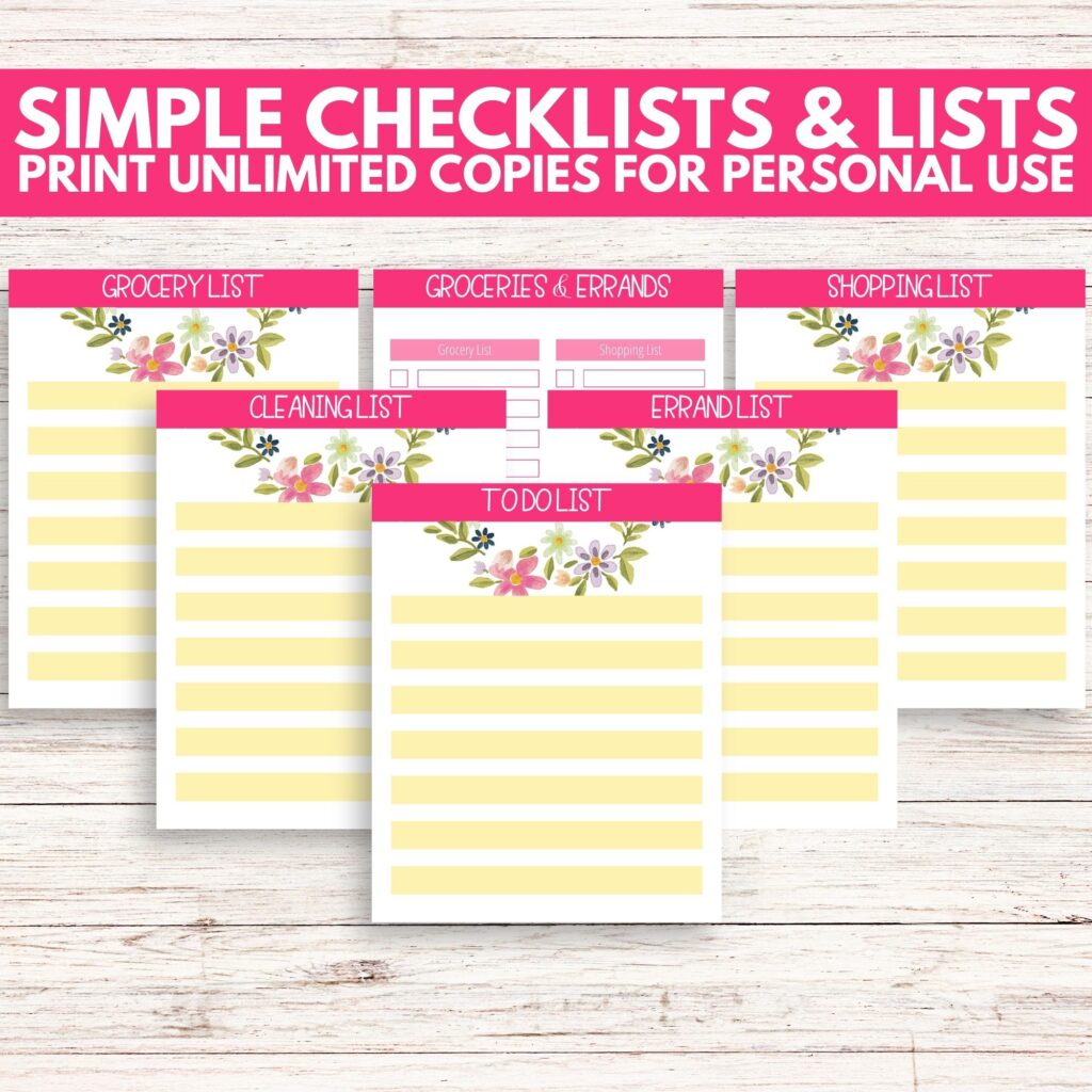 Simple Lists and Checklists- Pink & Purple | Imperfectly Aimee K.